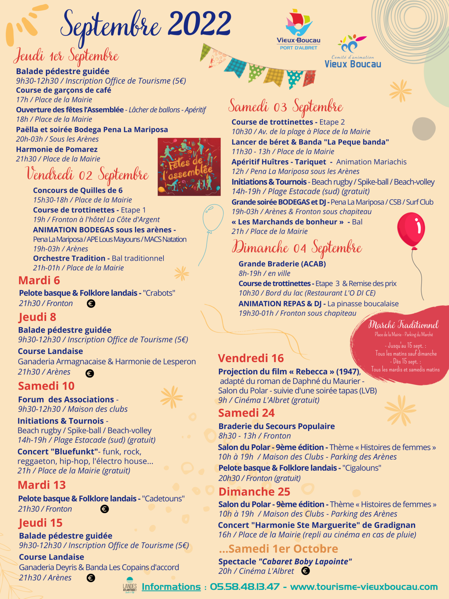 ANIMATIONS du mois de septembre à Vieux Boucau