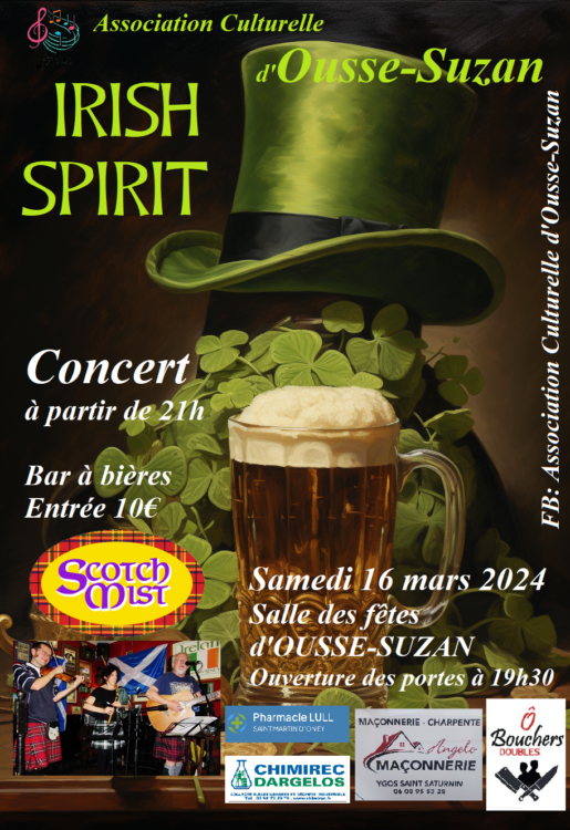 Soirée Irlandaise : Irish Spirit à Ousse-Suzan - Que faire dans les Landes